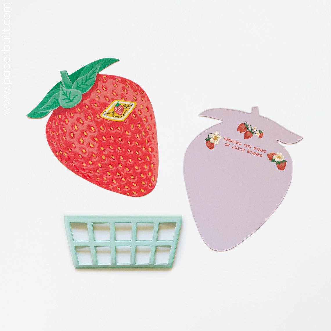 Strawberry Birthday Card – Die-cut Berry in Basket With “juicy Wishes ...