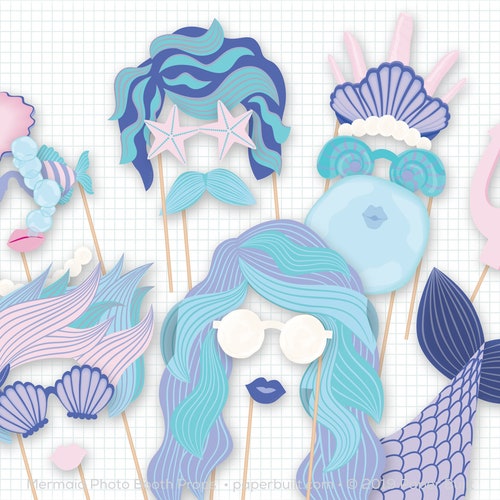 Mermaid Photobooth Props Mermaid Party Photo Booth Props - Etsy