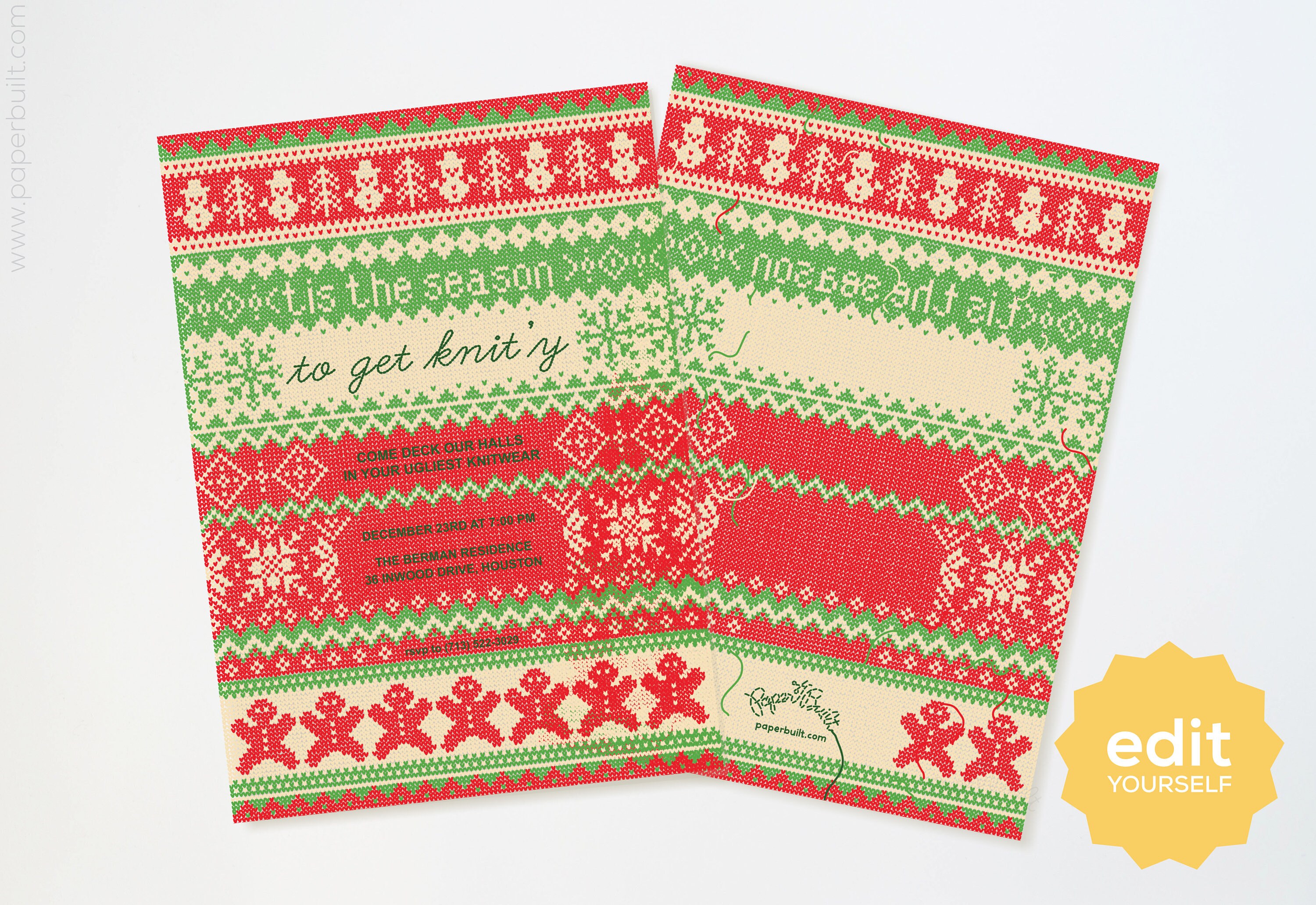 Ugly Sweater Party Invitation, Holiday Knitwear Invite, Christmas Party ...