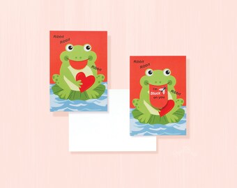 Kids Valentine Card Frog Valentine Palentines Day School - Etsy