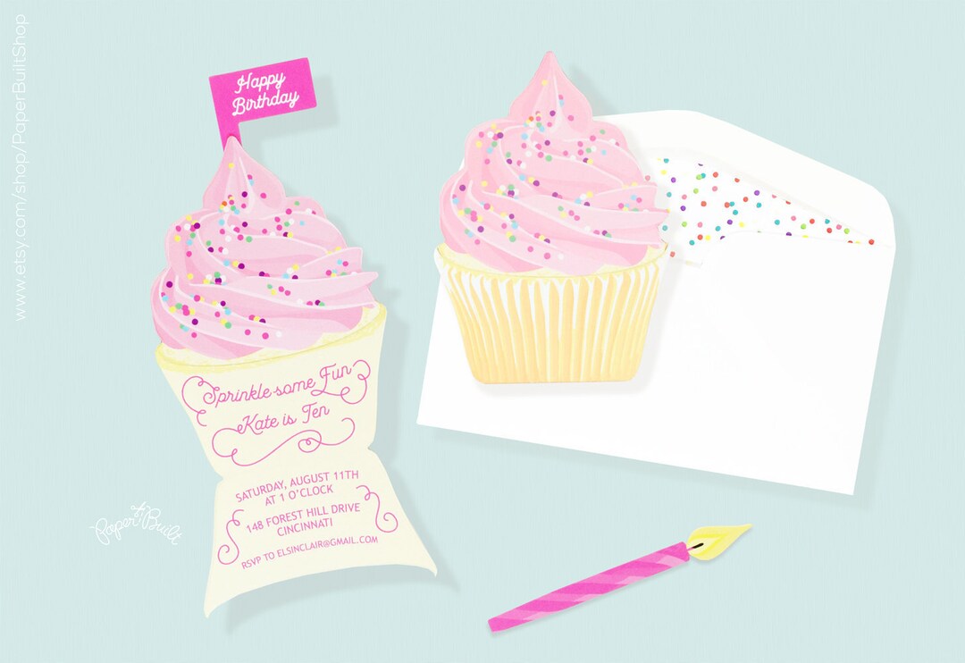 Cupcake Party, Cupcake Invitation, Baking Birthday Party Invite, Little ...