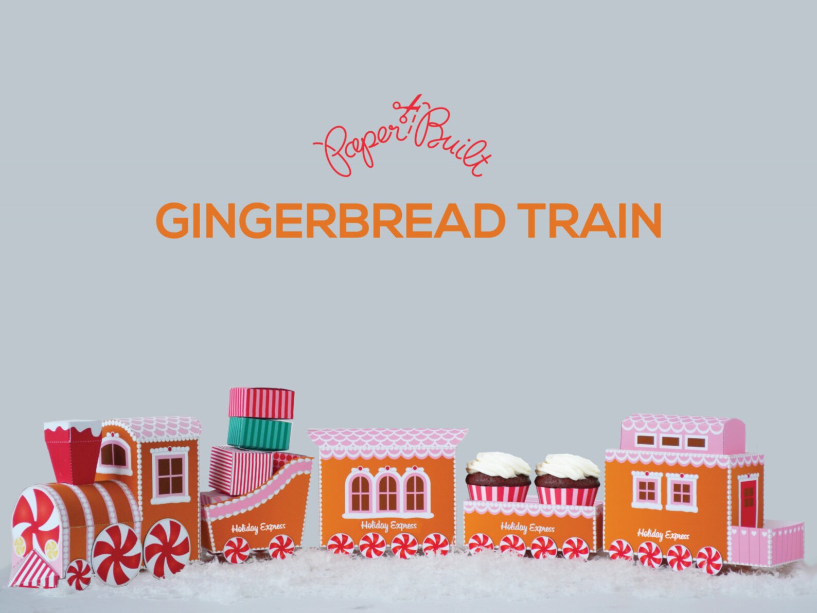 Gingerbread Train Favor Box, Holiday Party Centerpiece (digital ...
