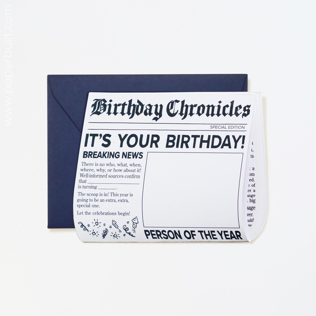 Retro Birthday Newspaper Card: Die-cut Milestone Greeting - Etsy