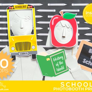 Back to School Photo Booth Props, Editable Chalkboard Sign (digital ...
