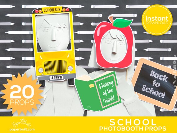 Photo Props Back To School Photo Booth Props - 25 Piece Set With School ...