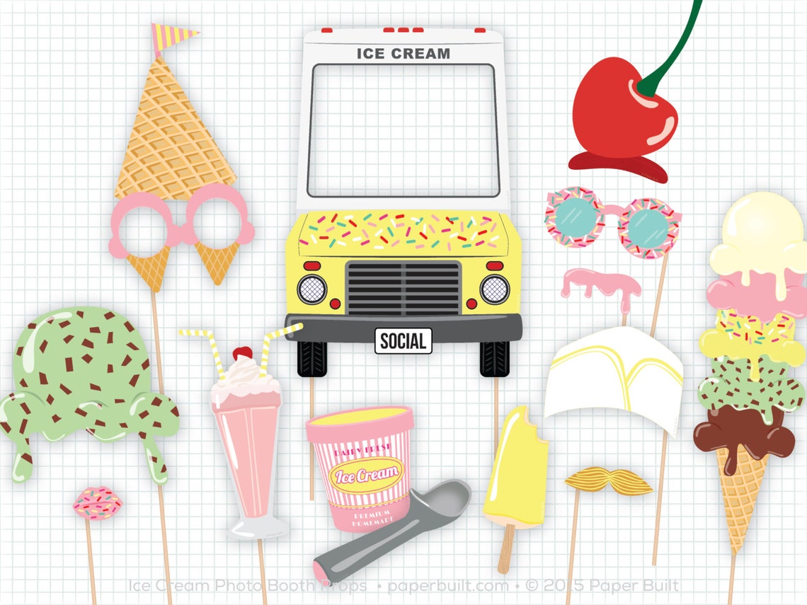 Ice Cream Party Photo Booth Props Photobooth Props Ice - Etsy Hong Kong