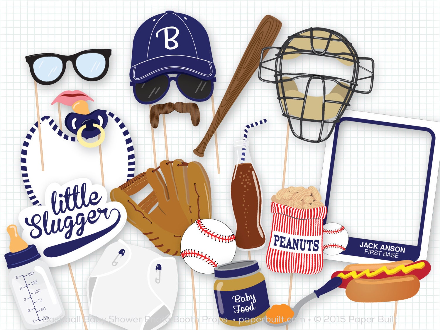 Baseball Baby Shower Photo Booth Props, Little Slugger (PDF Pattern) - Etsy