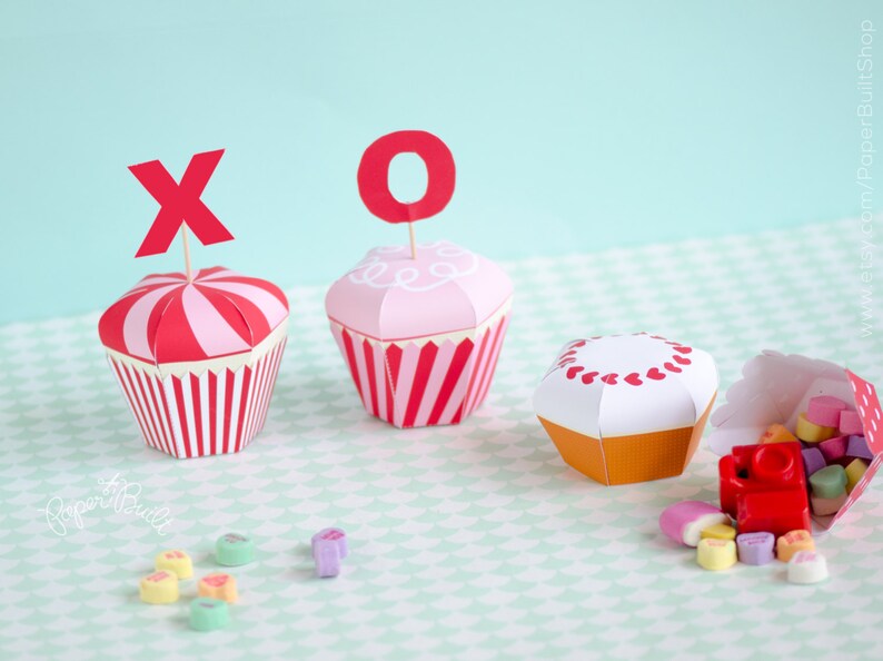Valentines Day Cupcake Candy Favor Box Kit Cupcake Box Sweet | Etsy
