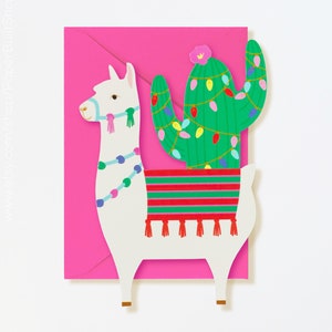 Merry Christmas Llama Card, Fa La La Llama, Christmas Card, Christmas ...