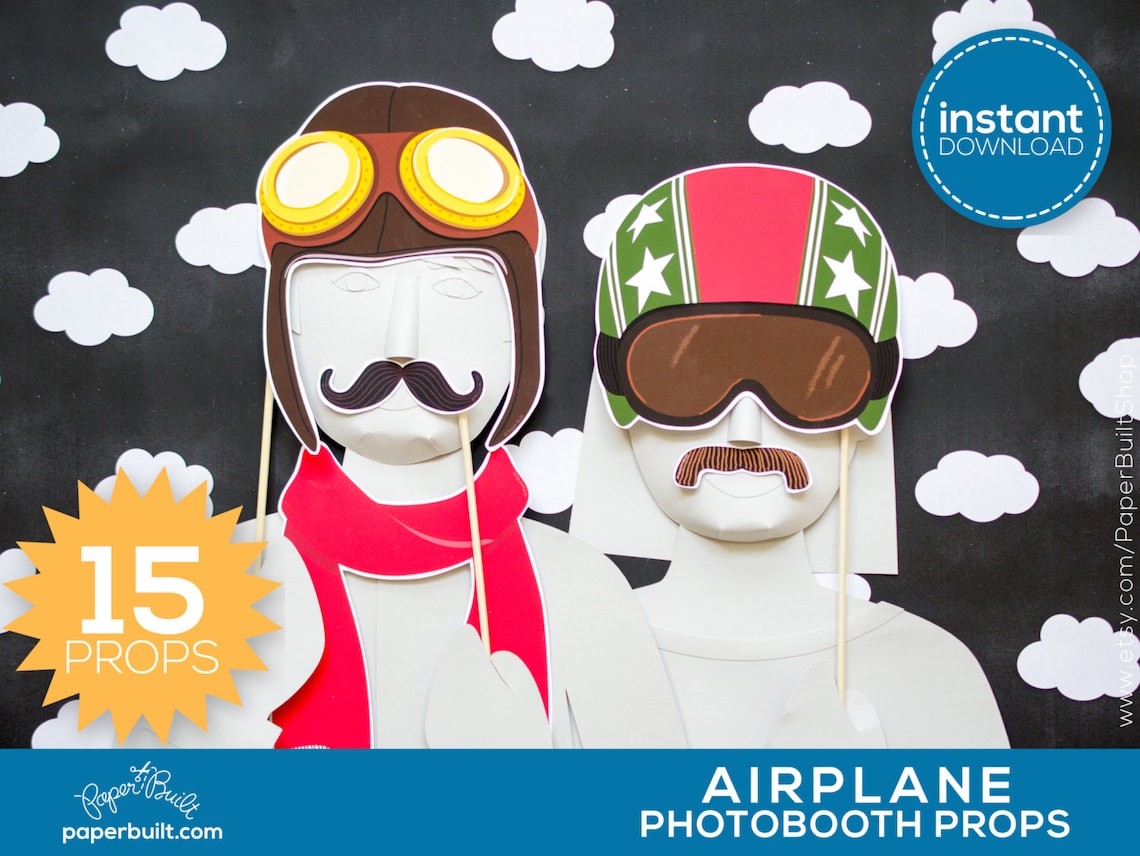 Airplane Party Photo Booth Props, Aviator Theme (PDF Download) - Etsy