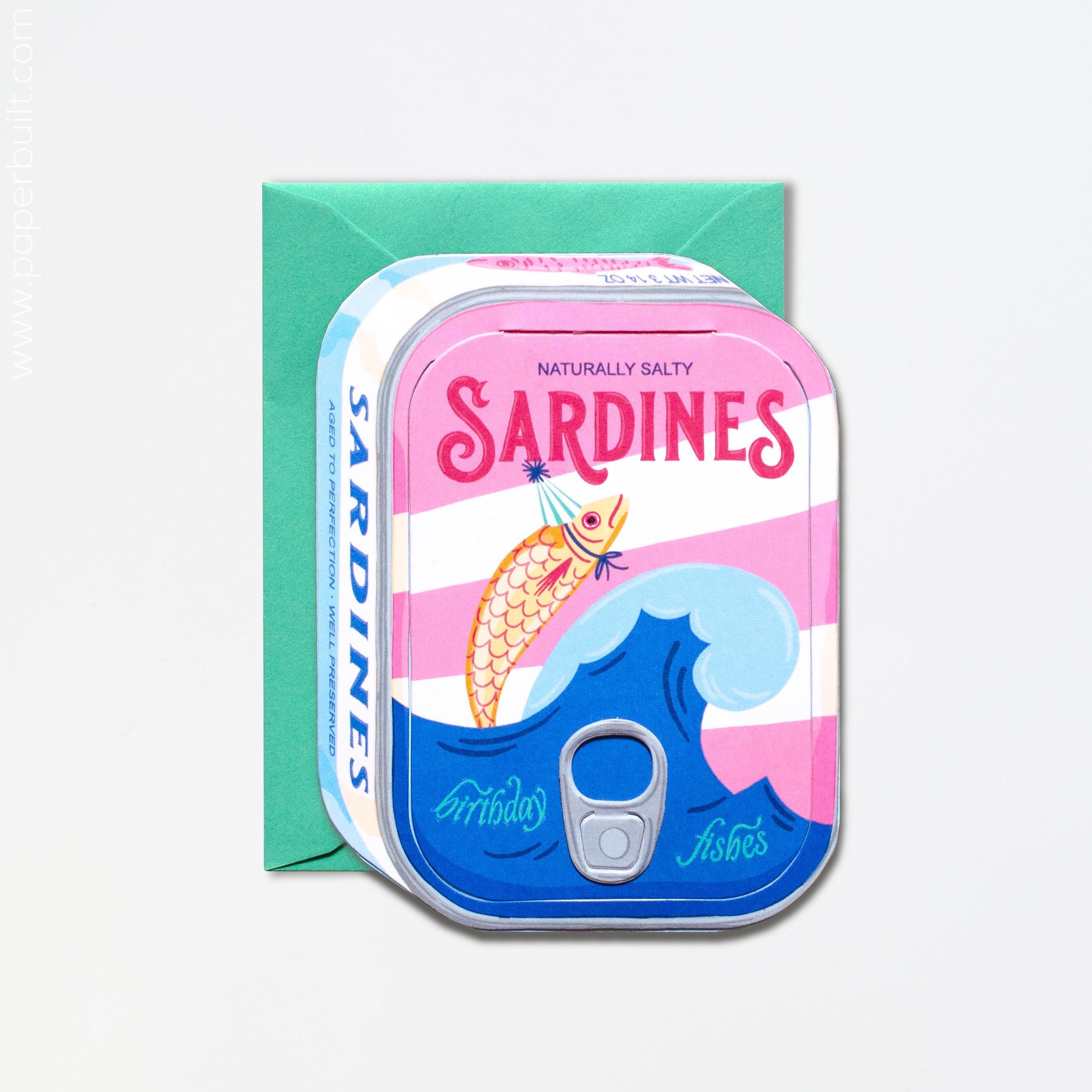 Sardine Can Birthday Card – Die-cut Fish Tin With Removable Lid & Punny ...