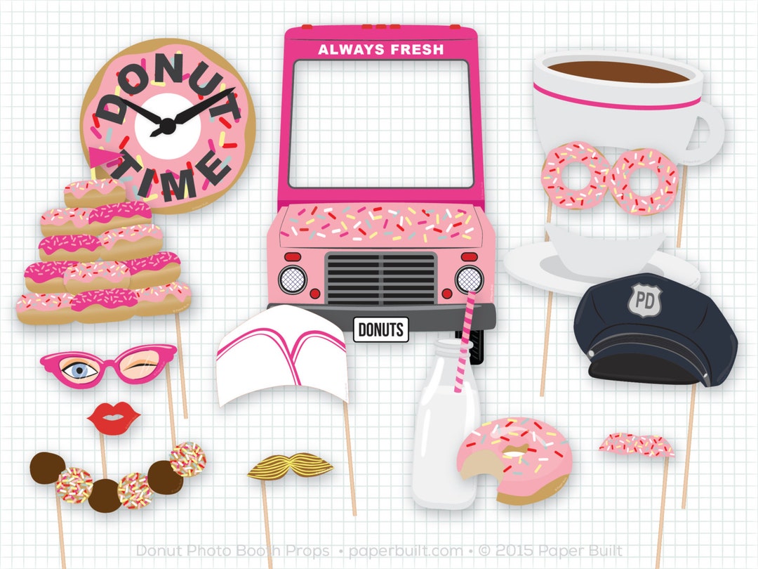 Donut Shoppe Photo Booth Props, Pink Diner Birthday (digital Download ...