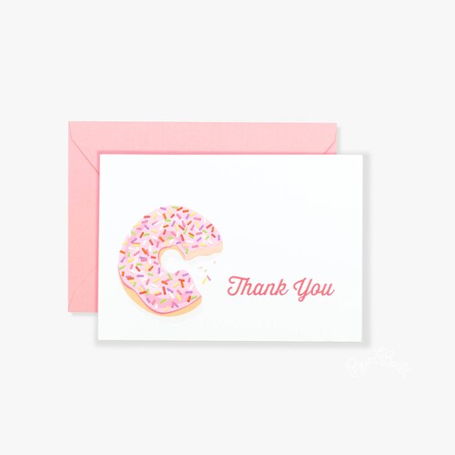 Donut Birthday Thank You Card Editable Doughnut Photo Thank - Etsy