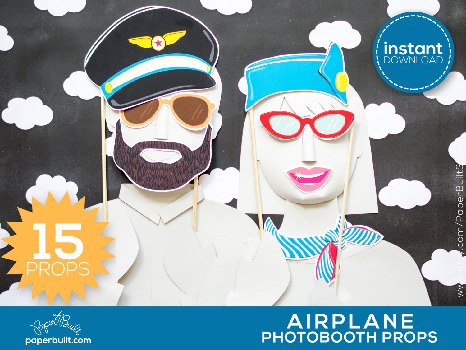Airplane Party Photo Booth Props, Aviator Theme (PDF Download) - Etsy