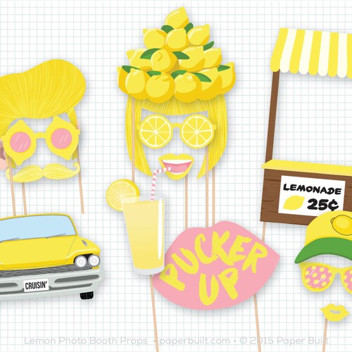 Lemonade Party Photo Booth Props Photobooth Props Summer - Etsy