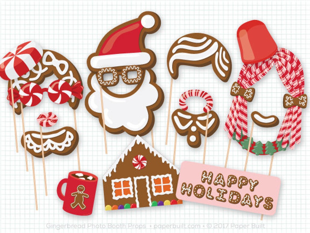 Gingerbread Cookie Photo Booth Props, Christmas Photobooth Props Holiday Props Holiday Cookie ...