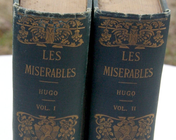 Antique Les Miserables Book Set, Complete in Two Volumes, Volumes I and ...