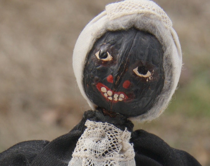 Walnut Head Folk Art Black Americana Loveleigh Doll With Red Petticoat ...