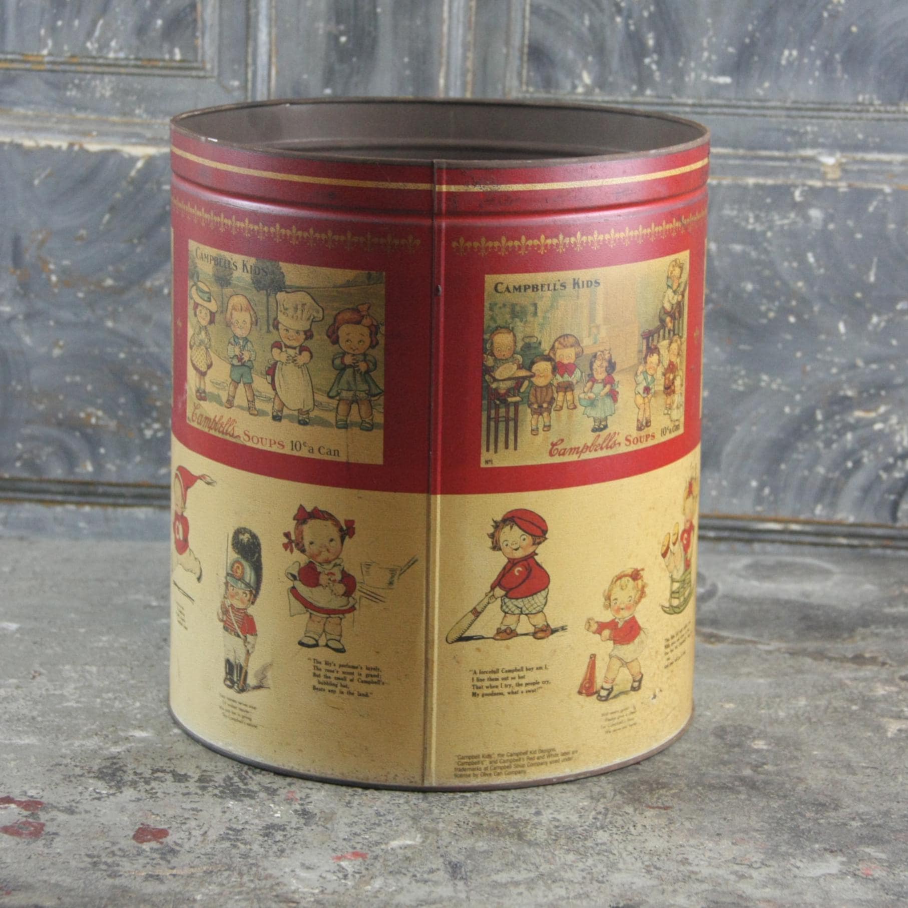 Antique and RARE Campbell's Kids Soup Tin Bucket Bin, Collectible ...