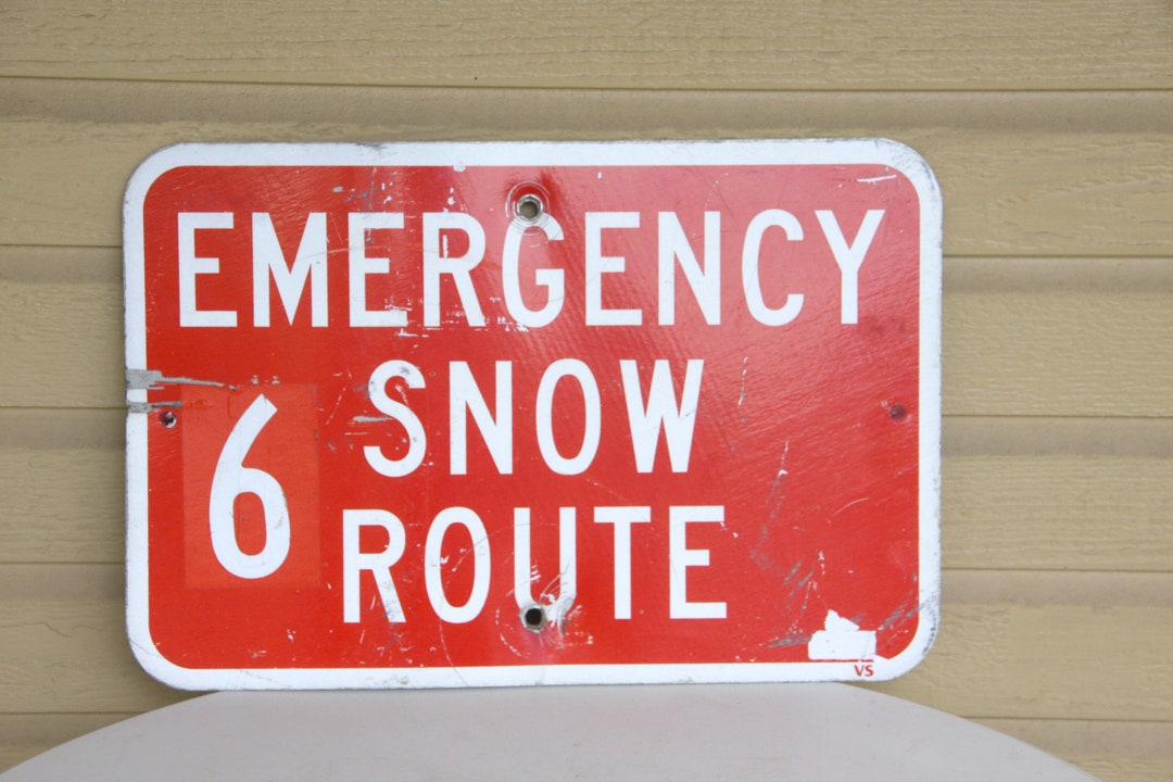 Emergency Snow Route 6 Road Sign, Metal, Vintage, Red and White - Etsy