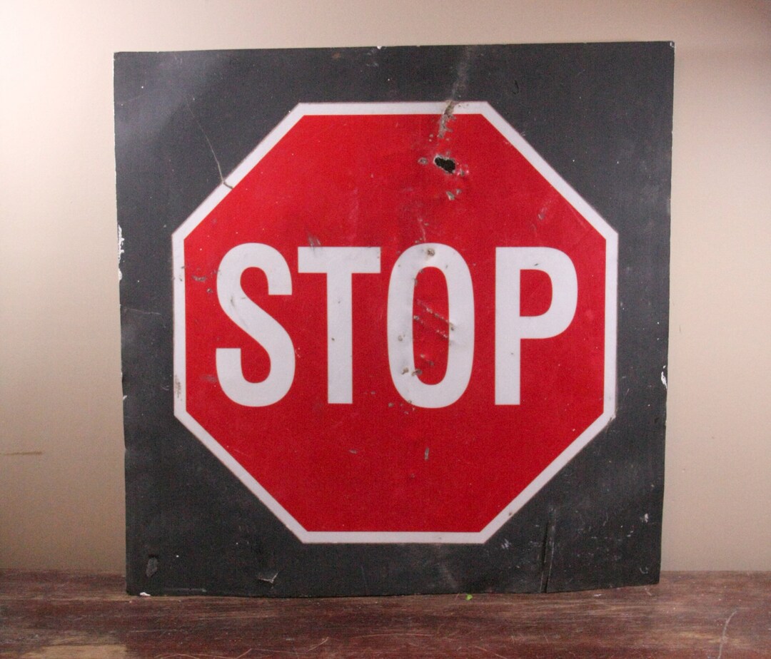 STOP Sign, Tin / Metal, Colors of Red, Black, and White, Vintage - Etsy