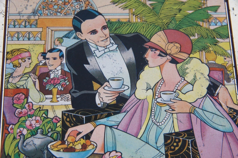 Art Deco Gatsby Era Biscuit Tin, Octagon Shape, Vintage - Etsy