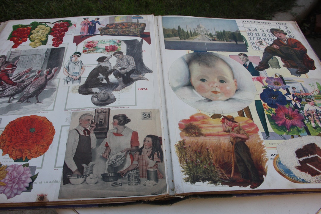 RARE Antique Victorian Scrapbook, Large Size, Illustrations, 1800s ...