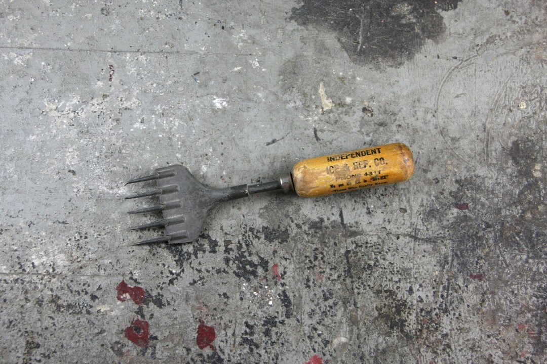 Antique Unusual, Primitive Ice Pick With Advertising and 4 Digit ...