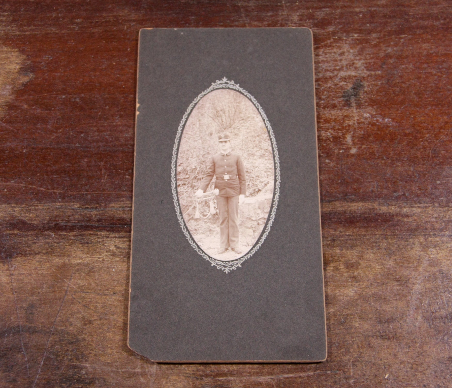 Antique Spanish American War Soldier With Bugle Portrait, Sepia ...