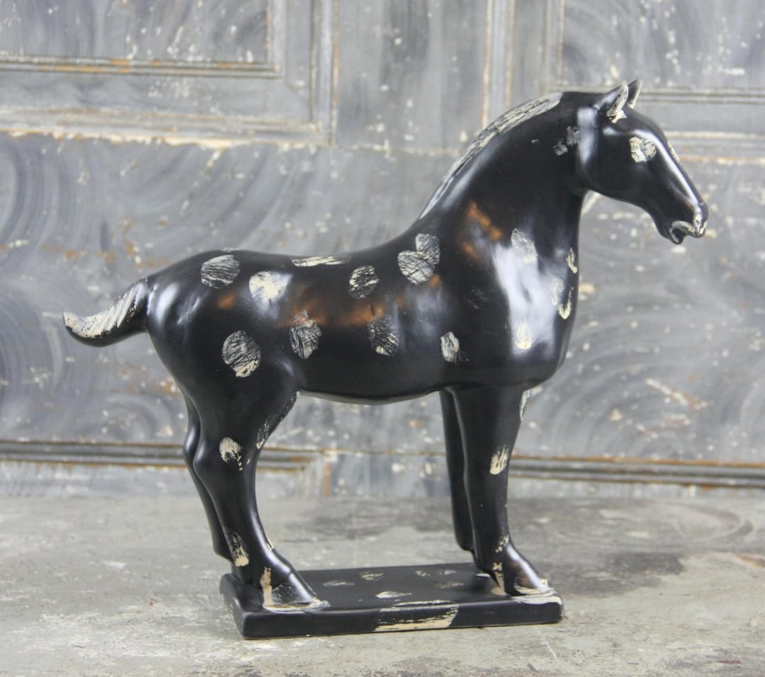 Ceramic Tang Horse Figurine, War Horse, Black Stallion, Vintage - Etsy
