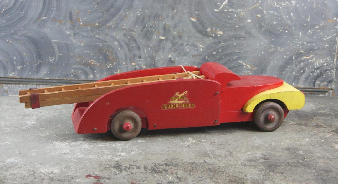 Vintage Buddy L Wood Fire Ladder Truck Pull Toy - Etsy