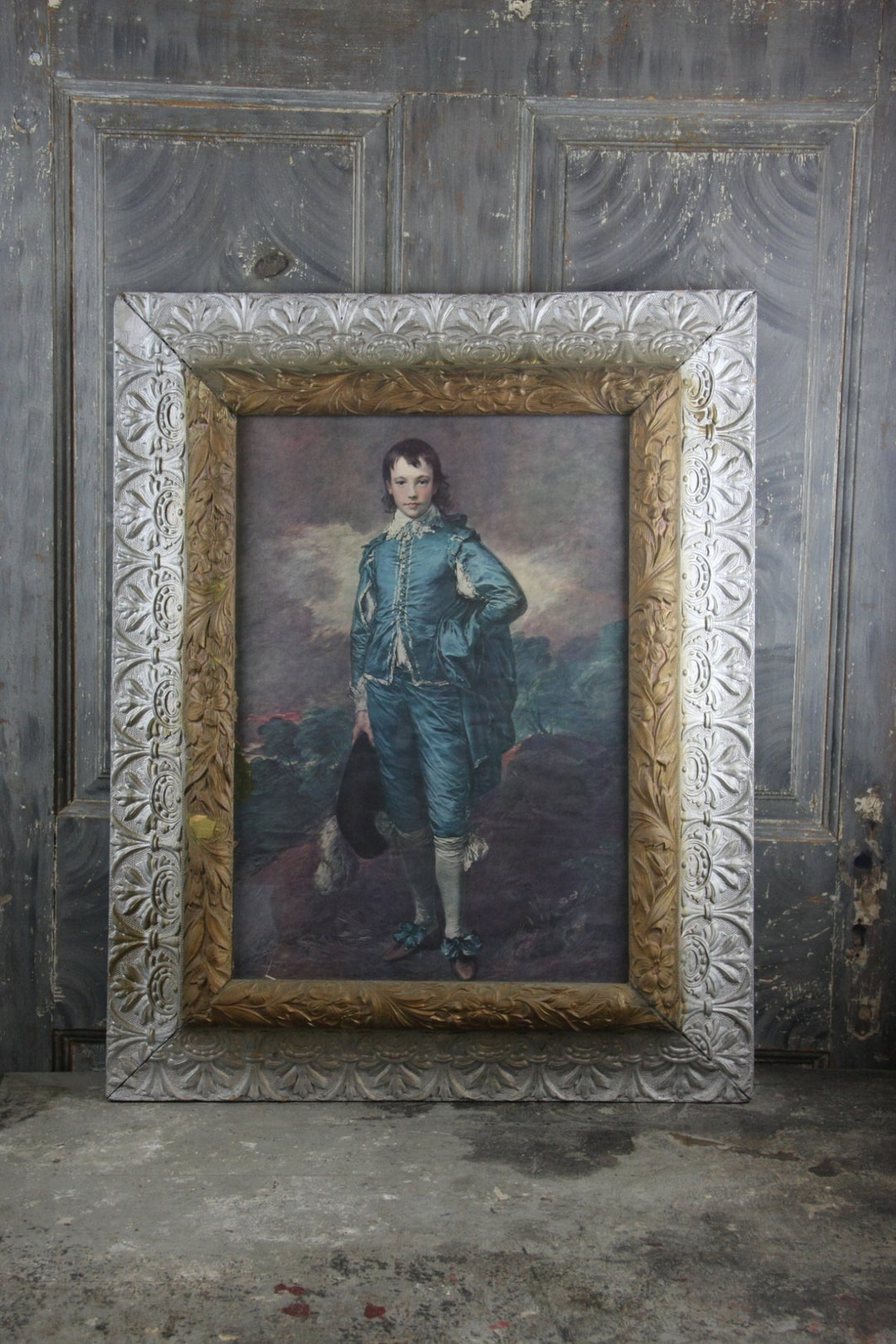Gorgeous Large Antique Blue Boy Framed Lithograph Print in - Etsy
