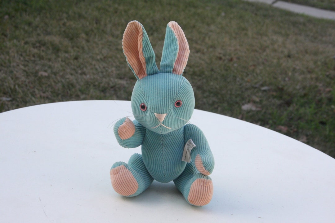 Adorable Blue and Pink Bunny Rabbit, Jointed Arms and Legs, Floppy Ears ...