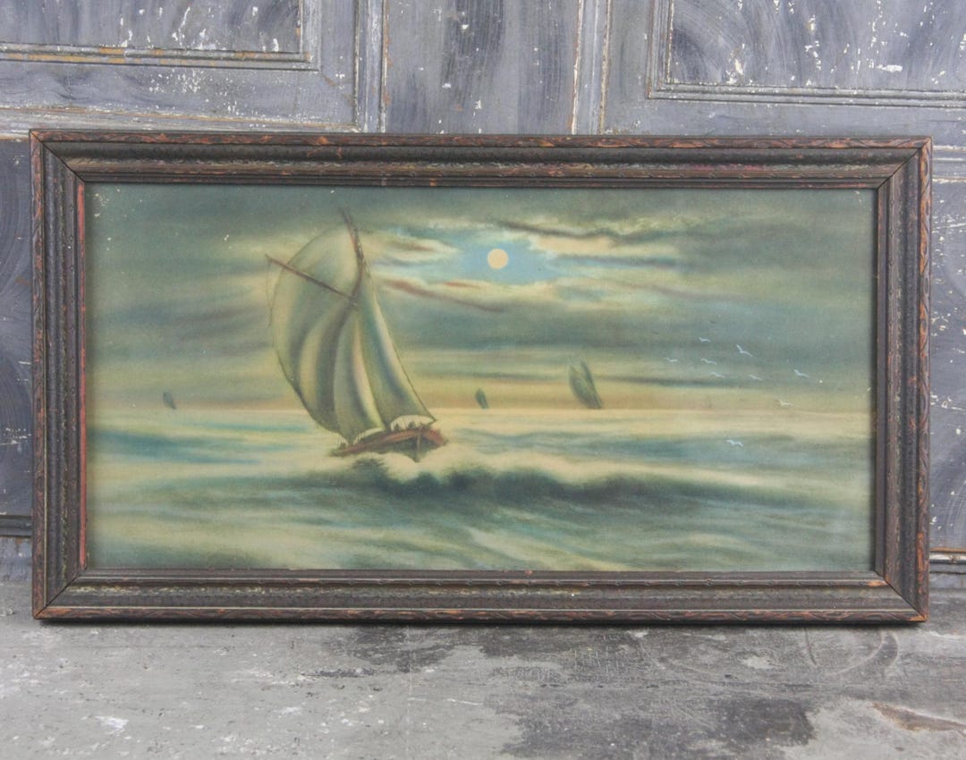Antique, Framed Sailboat Lithograph in Its Original Old Frame - Etsy