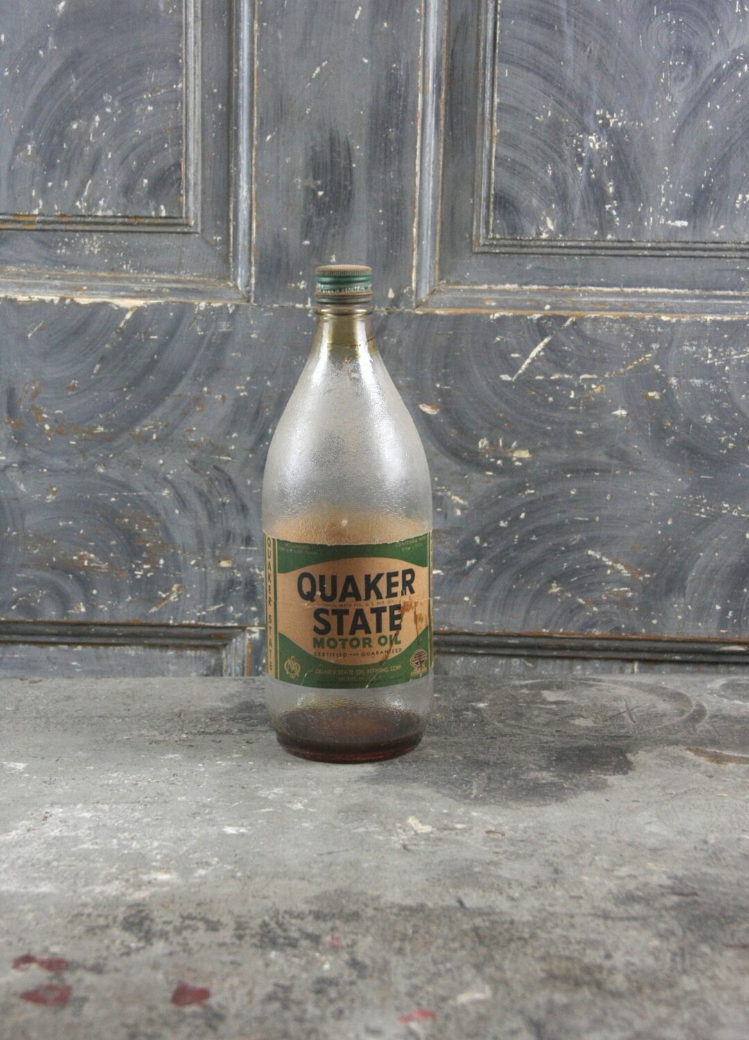 RARE Quaker State Motor Oil Quart Bottle With Original Lid and Complete ...