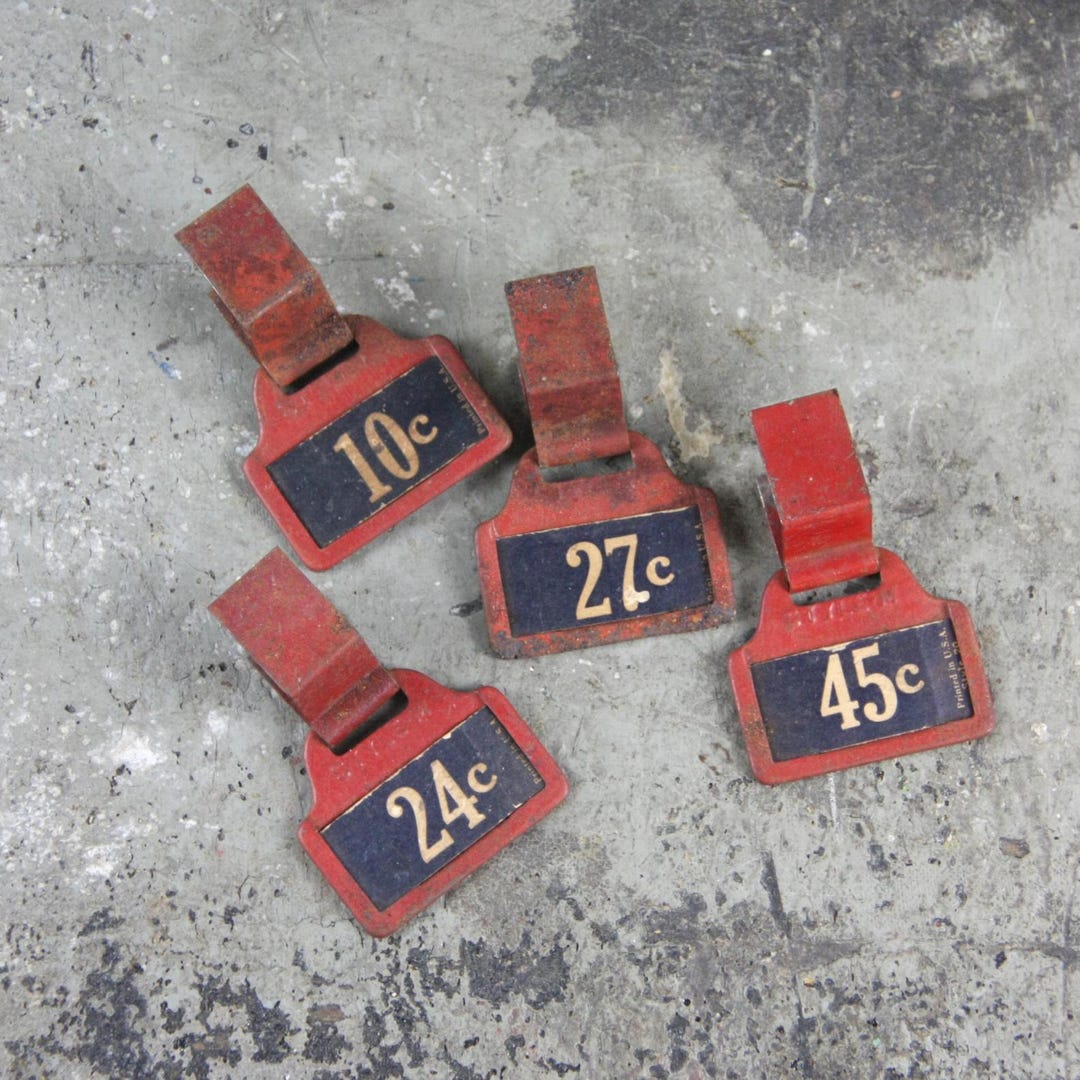 CHOICE 1920s 1930s Antique Hanging Metal Store Grocery Price Tags ...