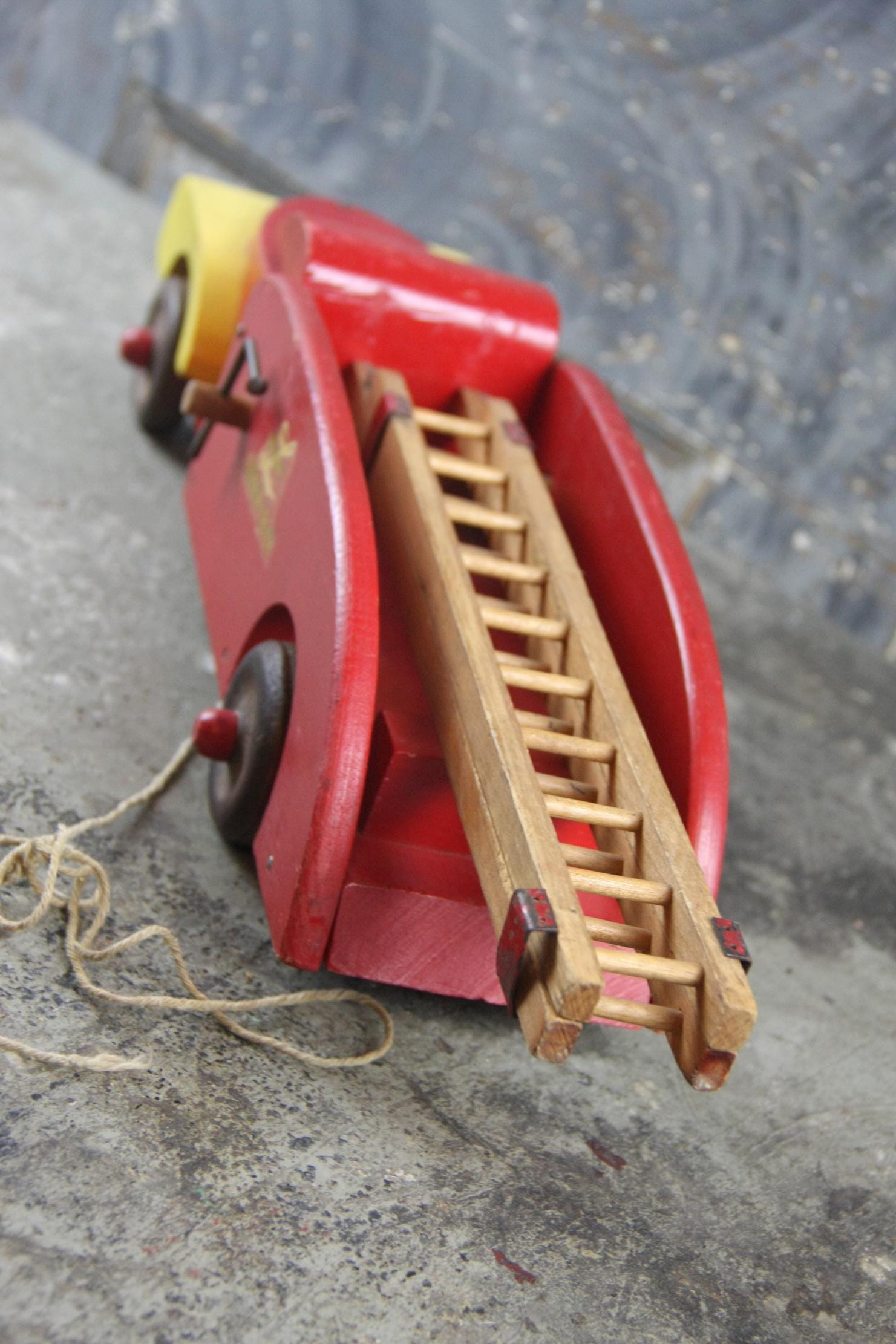 Vintage Buddy L Wood Fire Ladder Truck Pull Toy - Etsy
