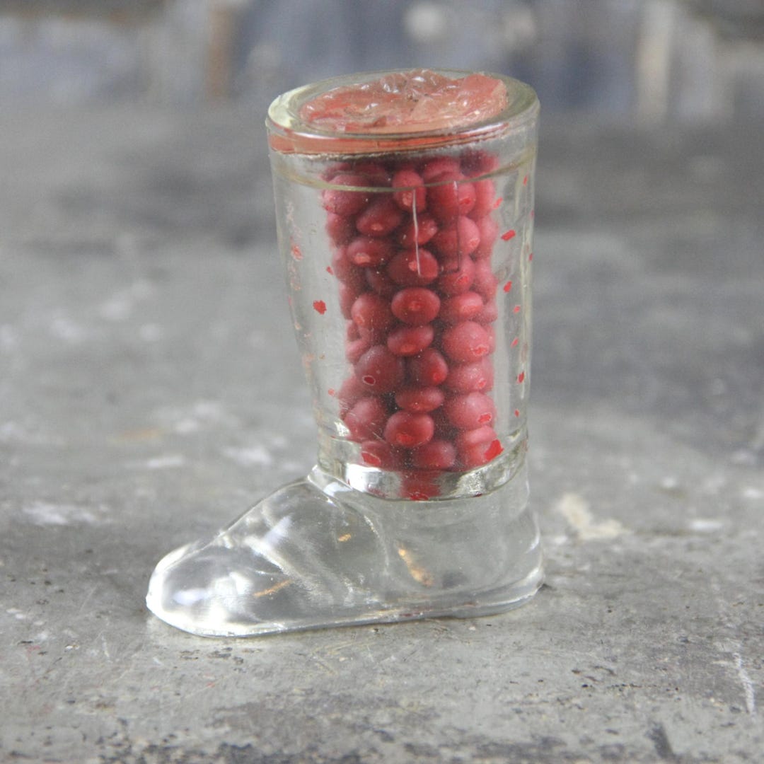 RARE and NEVER OPENED Glass Santa Boot Candy Container With Original ...