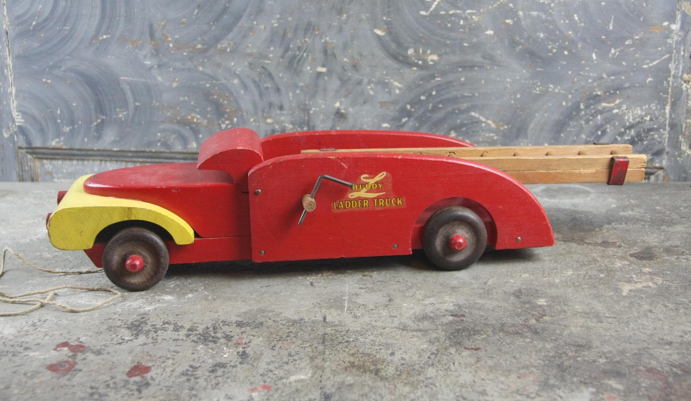 Vintage Buddy L Wood Fire Ladder Truck Pull Toy - Etsy