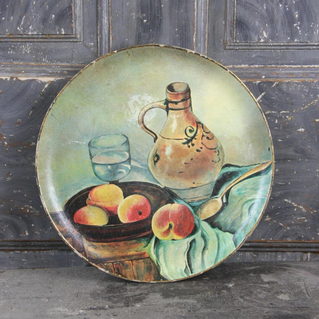 Mid Century Modern Still Life Art on Paper Mache Plate - Etsy