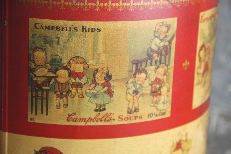 Antique and RARE Campbell's Kids Soup Tin Bucket Bin, Collectible ...