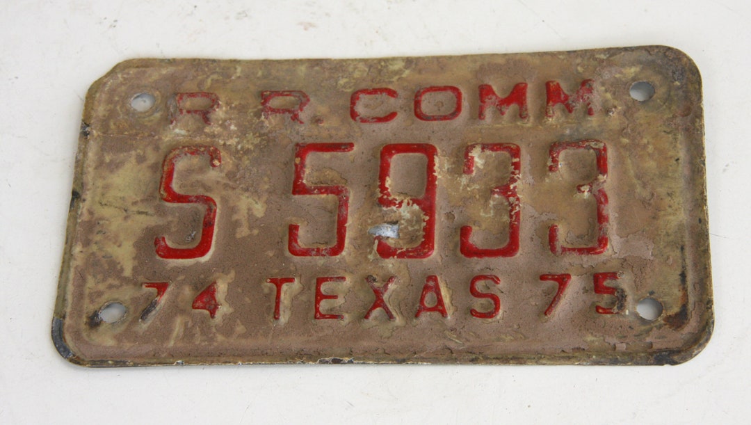 License Plate, Issued by Texas Railroad Commission, 1974-1975, Vintage ...
