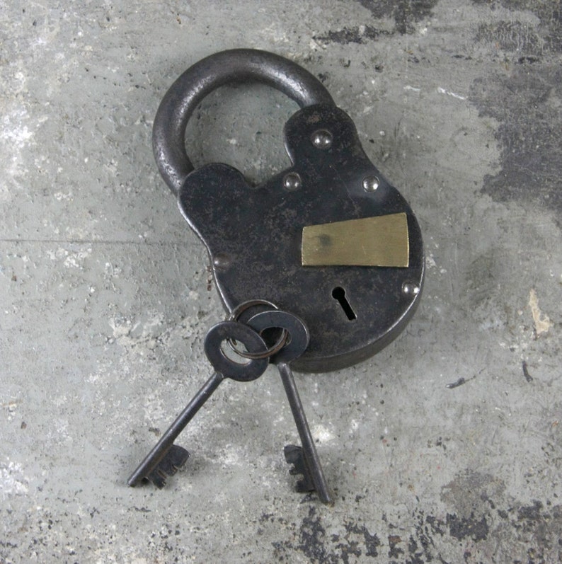Antique Working Prison Lock and Two Skeleton Keys, Heavy Steel and ...