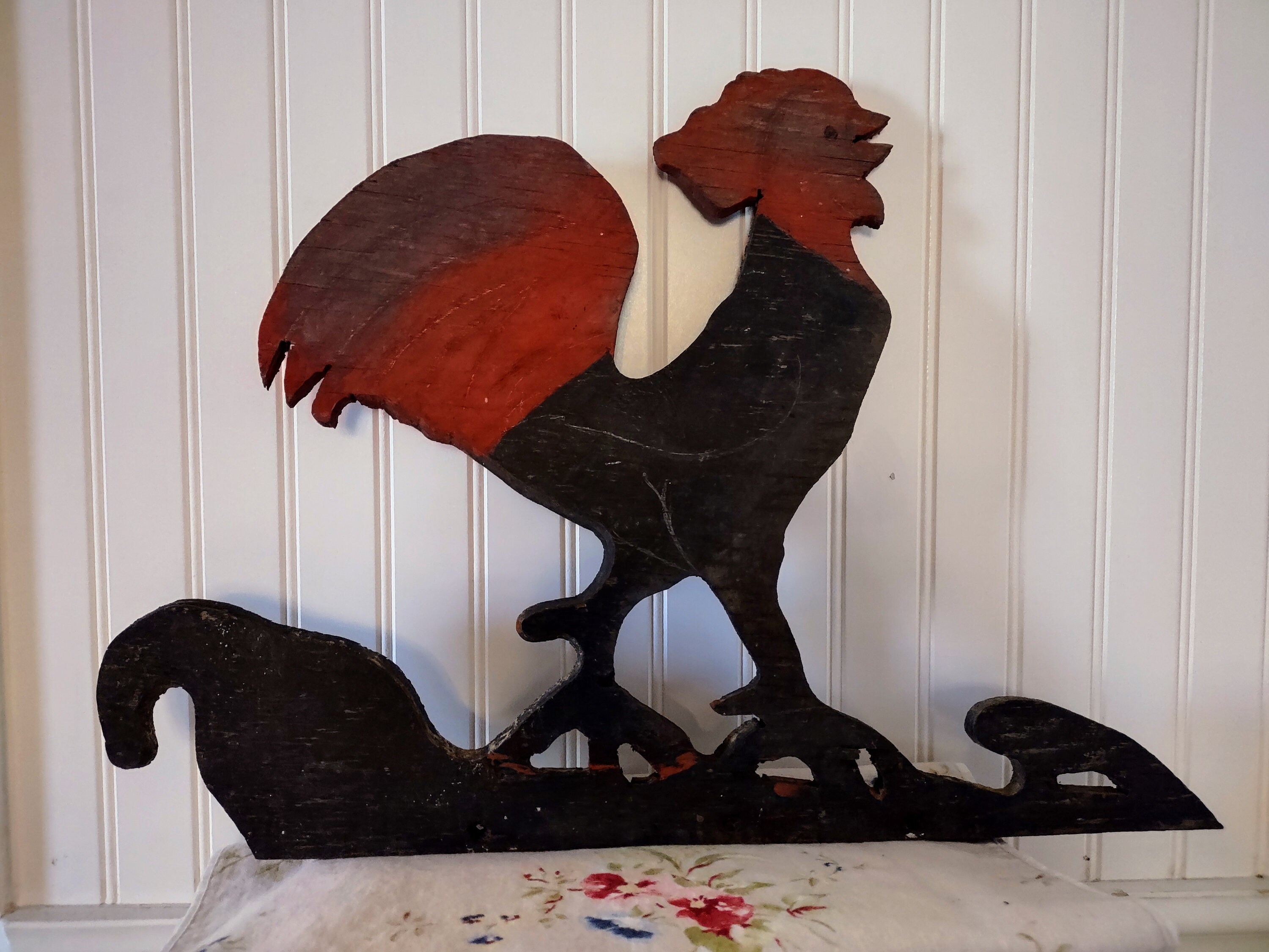 Folk Art Rooster, Wood, Hand Painted, Double Sided, Country Decorating ...