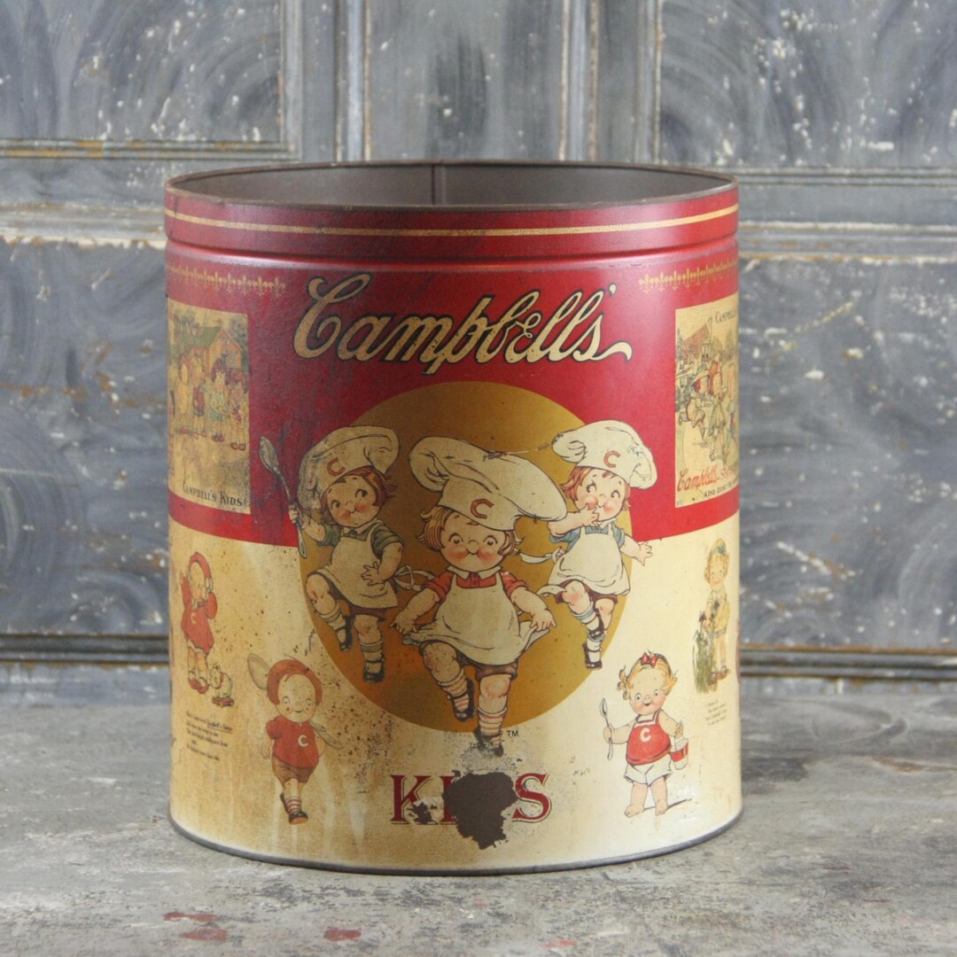 Antique and RARE Campbell's Kids Soup Tin Bucket Bin, Collectible ...