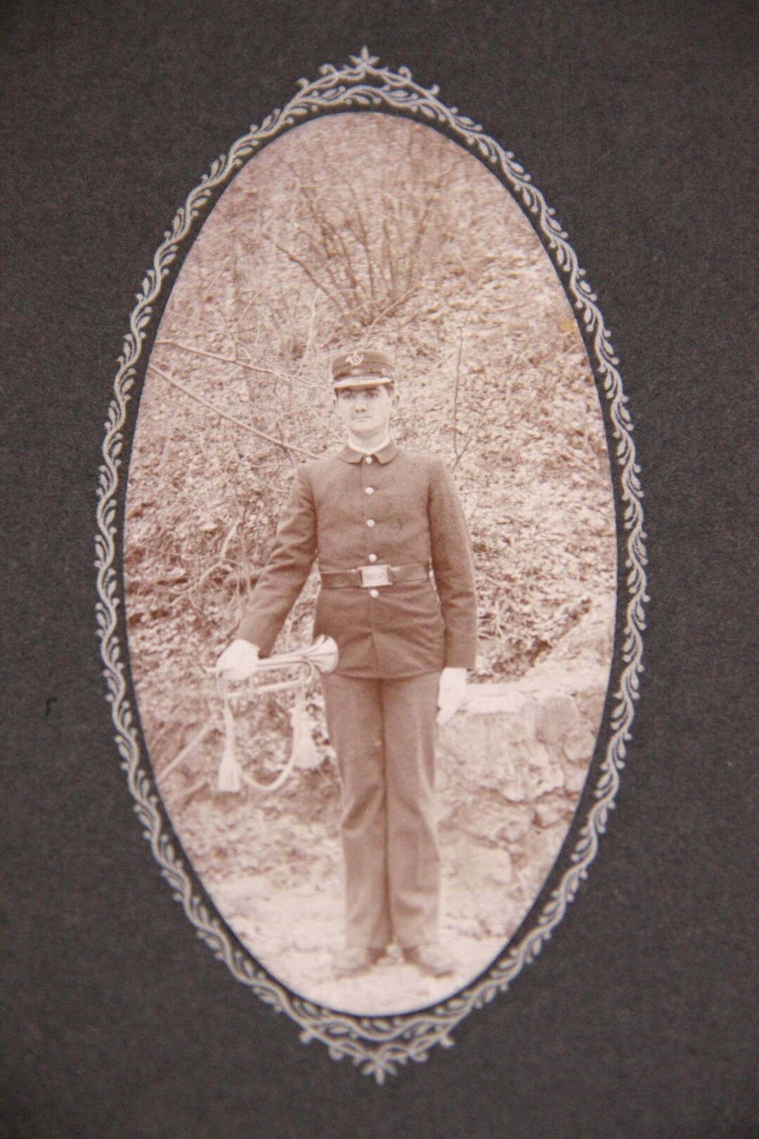 Antique Spanish American War Soldier With Bugle Portrait, Sepia ...
