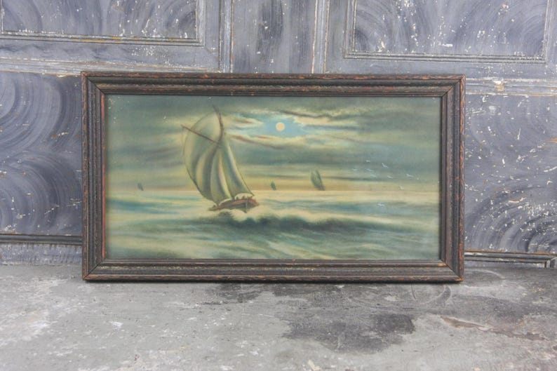 Antique, Framed Sailboat Lithograph in Its Original Old Frame - Etsy