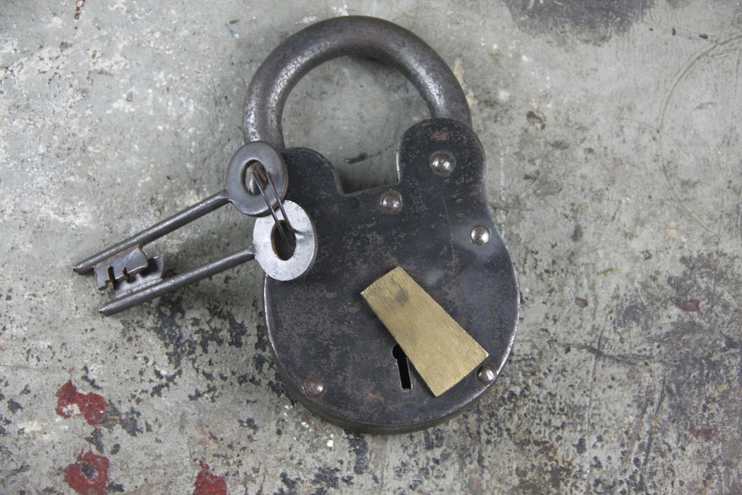 Antique Working Prison Lock and Two Skeleton Keys, Heavy Steel and ...