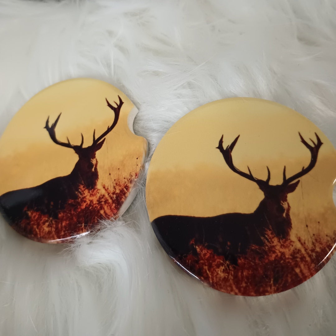 Deer Ceramic Car Coasters-set of 2 - Etsy