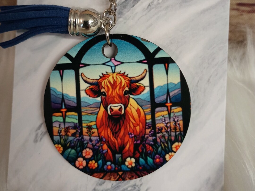Highland Cow Keychain-double Sided - Etsy